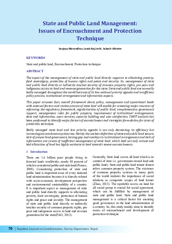 (PDF) State and Public Land Management: Issues of Encroachment and ...