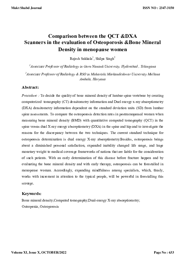 (PDF) Comparison between the QCT &DXA Scanners in the evaluation of Osteoporosis &Bone Mineral ...