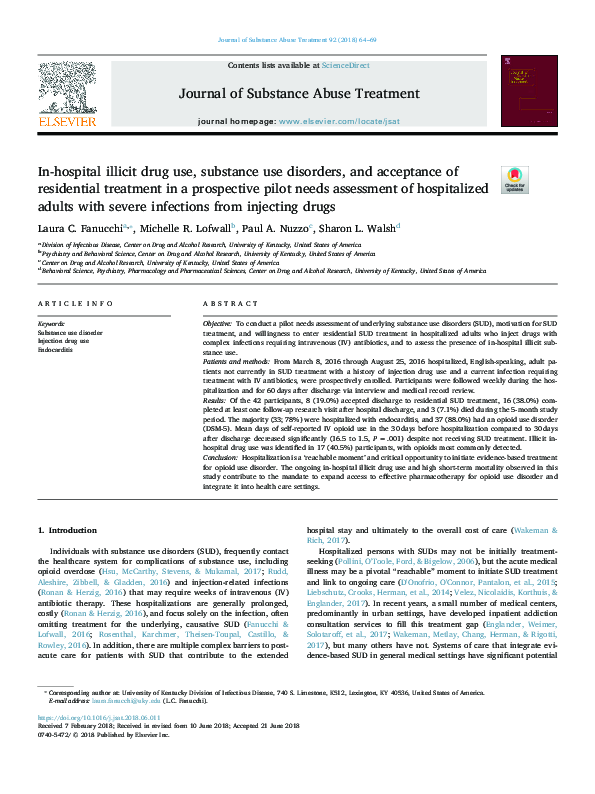 (PDF) In-hospital illicit drug use, substance use disorders, and ...