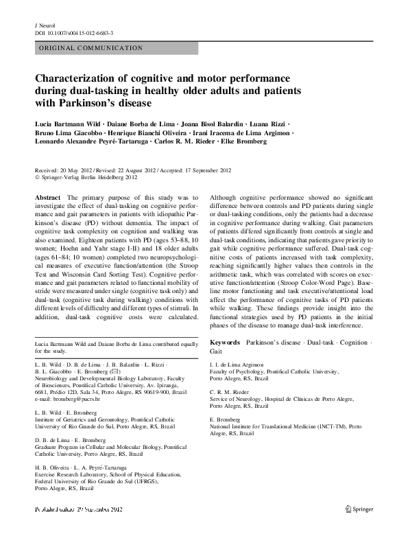 (PDF) Characterization of cognitive and motor performance during dual-tasking in healthy older ...