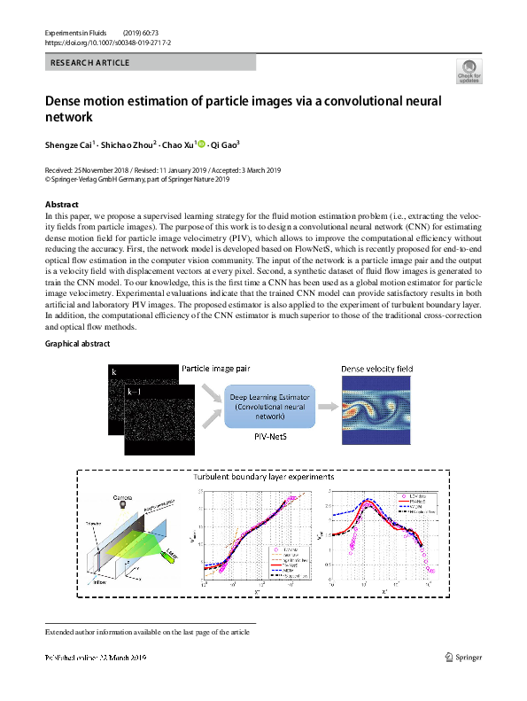 (PDF) Dense motion estimation of particle images via a convolutional ... (PDF) Dense motion estimation of particle images via a convolutional ...