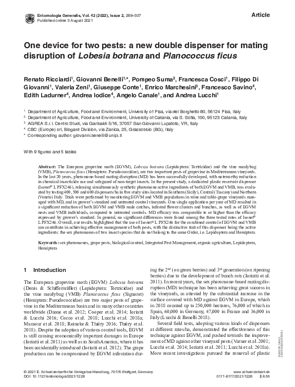 (PDF) One device for two pests: a new double dispenser for mating ...
