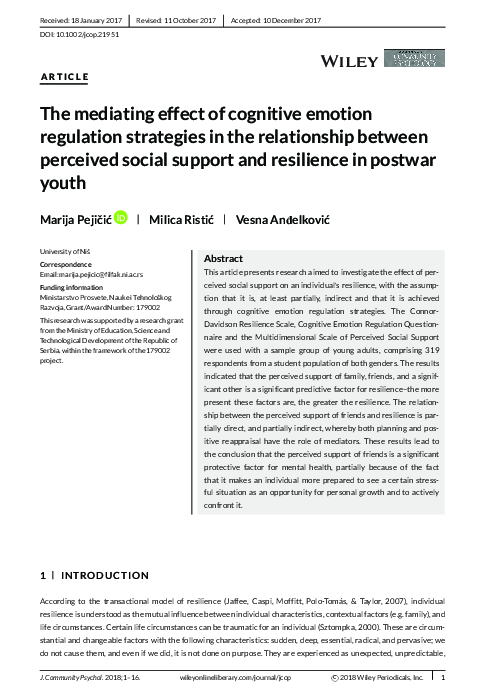 (PDF) The Mediating Effect of Cognitive Emotion Regulation on the relationship between Gratitude ...