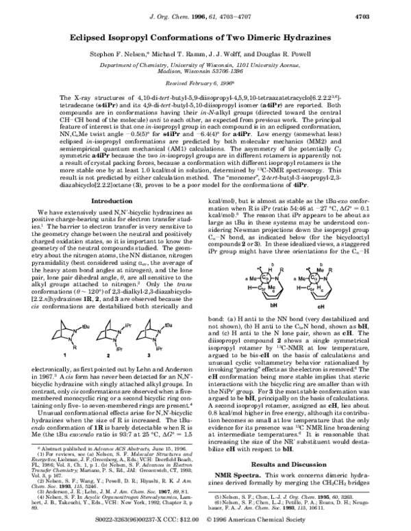 (PDF) Eclipsed Isopropyl Conformations of Two Dimeric Hydrazines ...