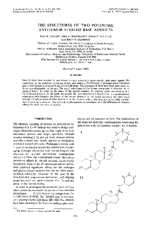 (PDF) The structures of two potential antitumor steroid-base adducts
