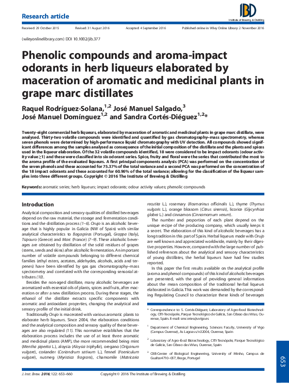 (PDF) Phenolic compounds and aroma-impact odorants in herb liqueurs ...