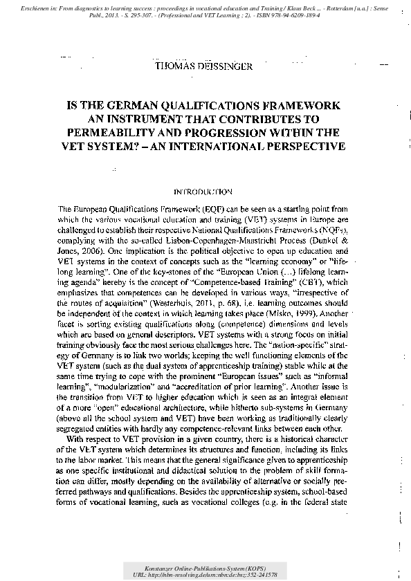(PDF) Is the German Qualifications Framework an Instrument that ...