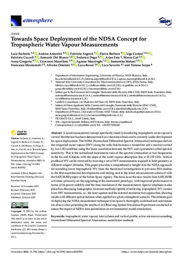 (PDF) Towards Space Deployment of the NDSA Concept for Tropospheric ...