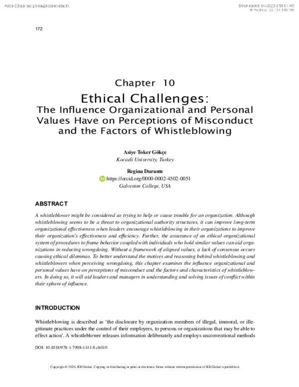 (PDF) Ethical Challenges: The Influence Organizational and Personal Values Have on Perceptions ...