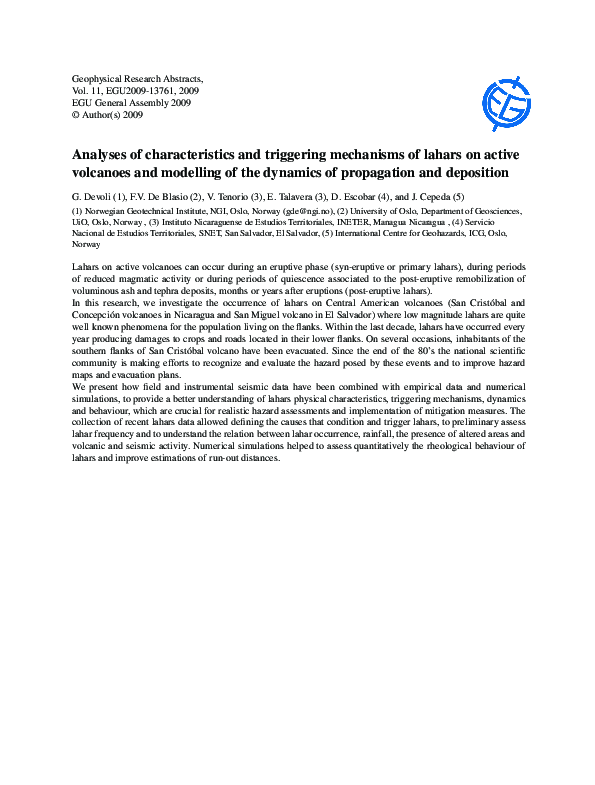 (PDF) Analyses of characteristics and triggering mechanisms of lahars on active volcanoes and ...