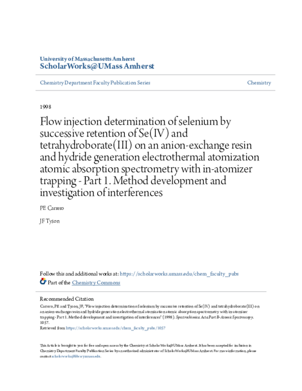 (PDF) Flow injection determination of selenium by successive retention ...