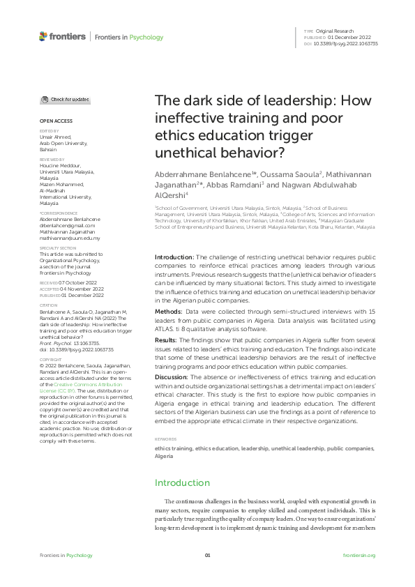 (PDF) The dark side of leadership: How ineffective training and poor ...
