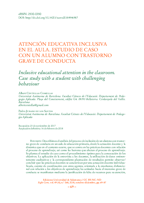 (PDF) Inclusive educational attention in the classroom. Case study with ...