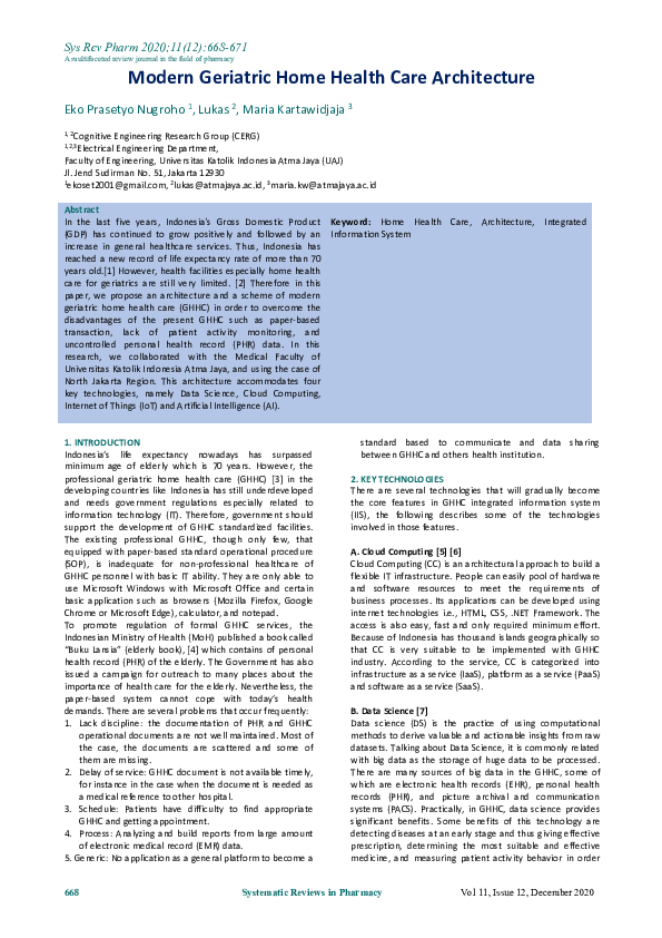 (PDF) Modern Geriatric Home Health Care Architecture