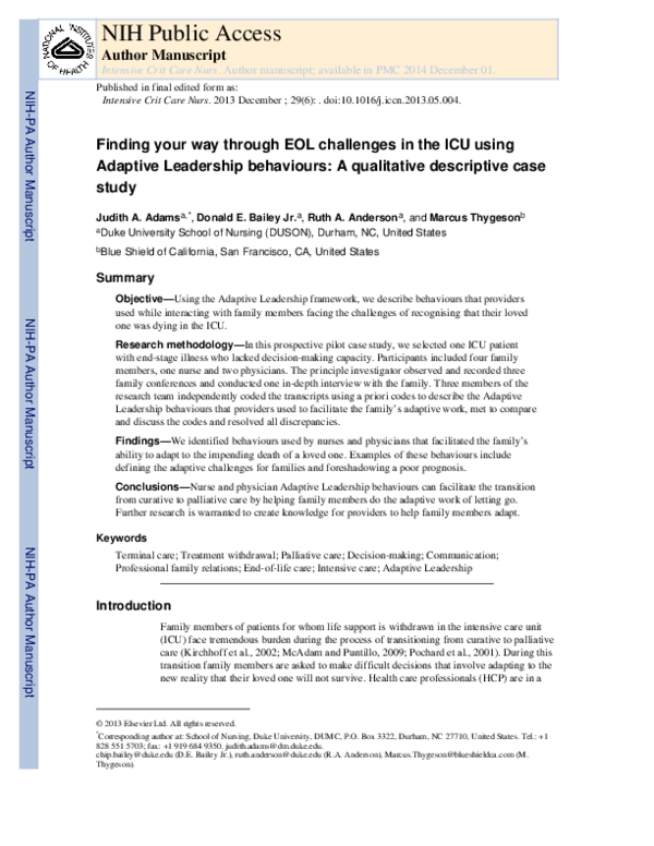 (PDF) Finding your way through EOL challenges in the ICU using Adaptive ...