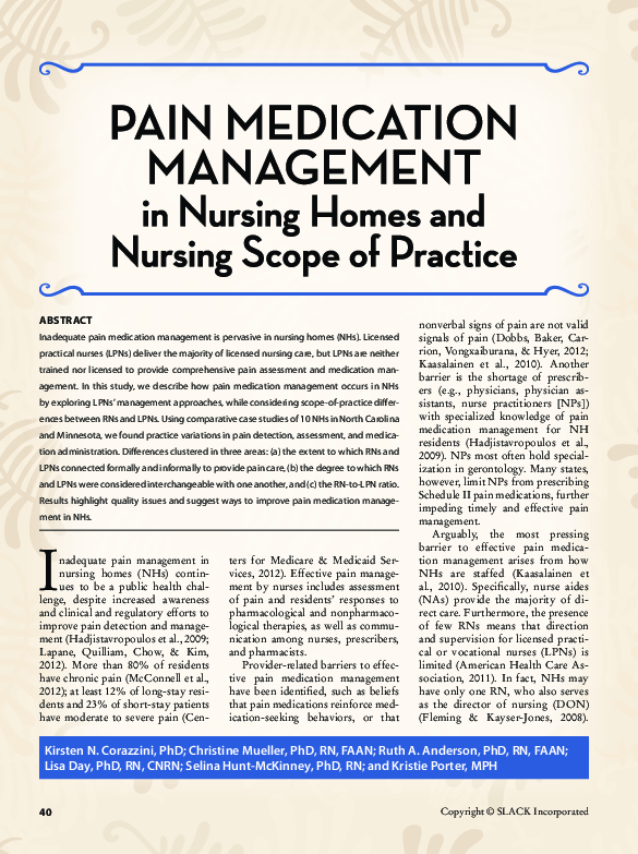 (PDF) Pain Medication Management in Nursing Homes and Nursing Scope of ...