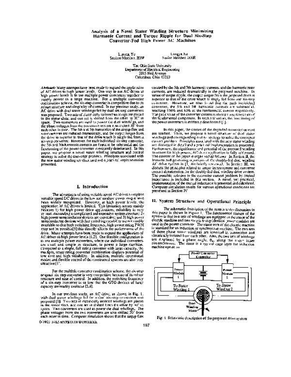 (PDF) Analysis of a Novel Stator Winding Structure Minimizing Harmonic ...