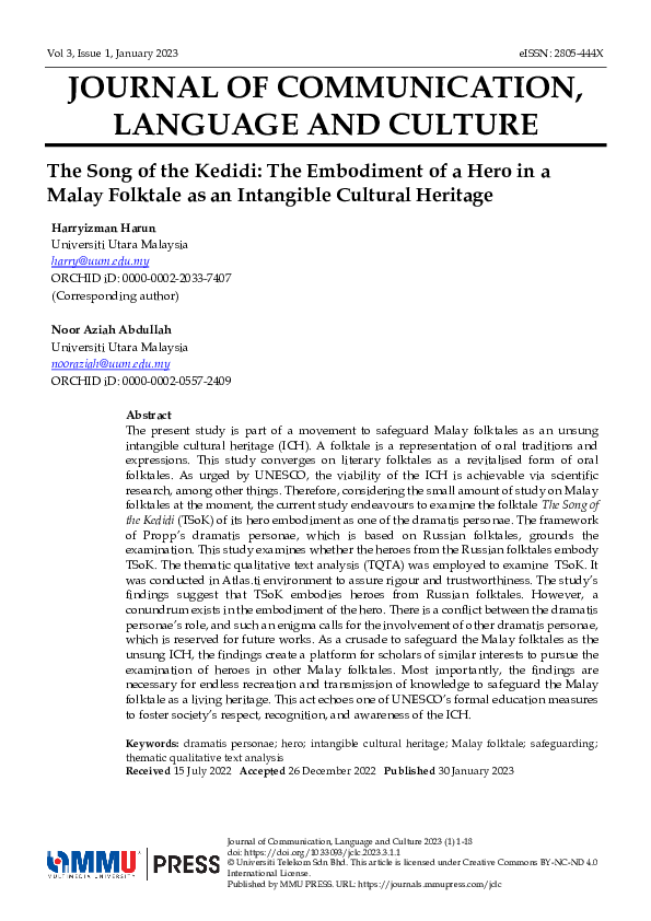(PDF) The Song of the Kedidi: The Embodiment of a Hero in a Malay ...