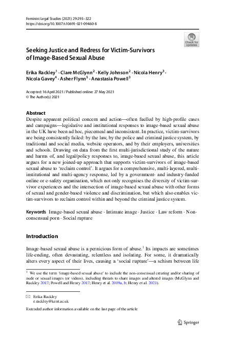 (PDF) Seeking justice for victim-survivors of image-based sexual abuse ...