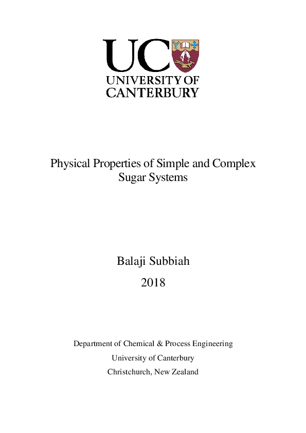(PDF) Physical properties of simple and complex sugar systems
