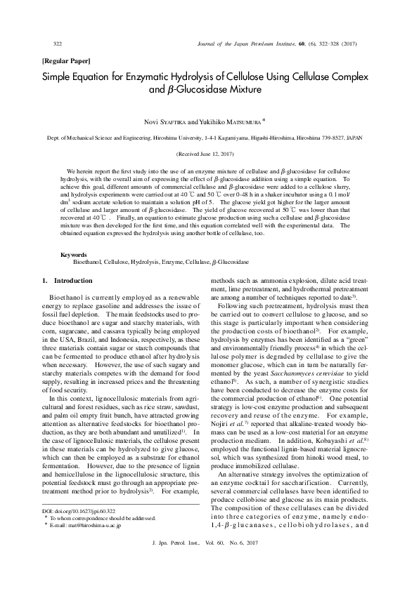 (PDF) Simple Equation for Enzymatic Hydrolysis of Cellulose Using ...