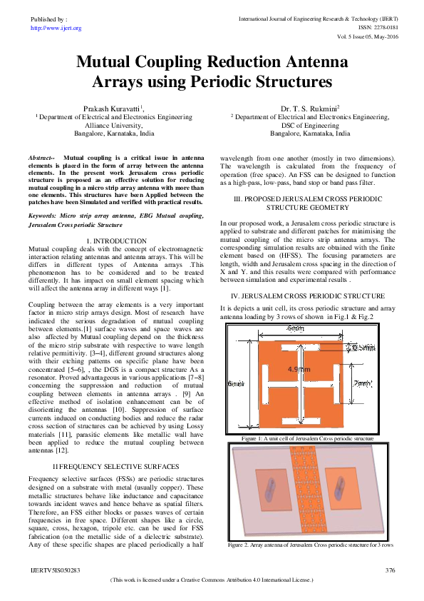 (PDF) Mutual Coupling Reduction Antenna Arrays using Periodic Structures