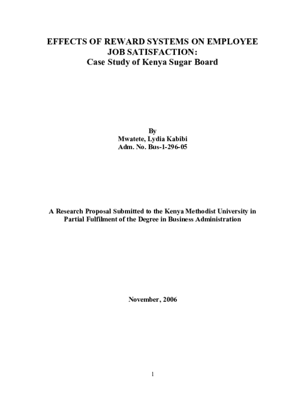 (DOC) EFFECTS OF REWARD SYSTEMS ON EMPLOYEE JOB SATISFACTION: Case ...