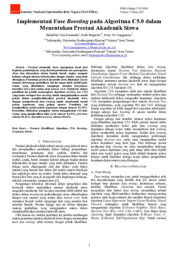 (PDF) Implementasi Fase Boosting Pada Algoritma C5.0 Dalam Menentukan Prestasi Akademik Siswa