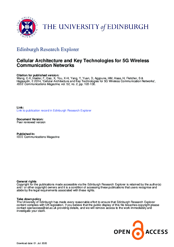 Pdf Cellular Architecture And Key Technologies For 5g Wireless Communication Networks