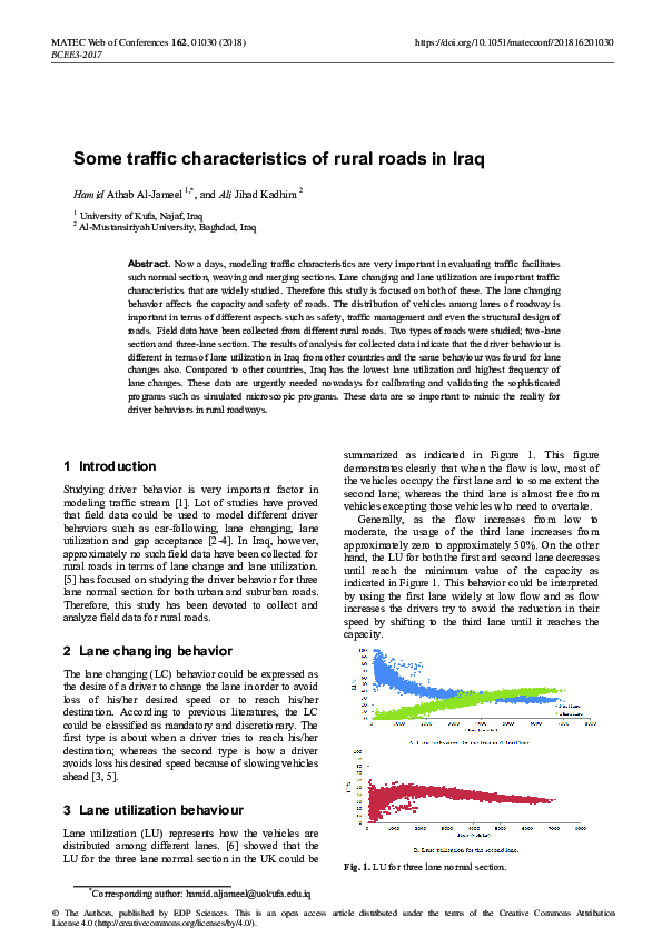(PDF) Some Traffic Characteristics of Rural Roads in Iraq.
