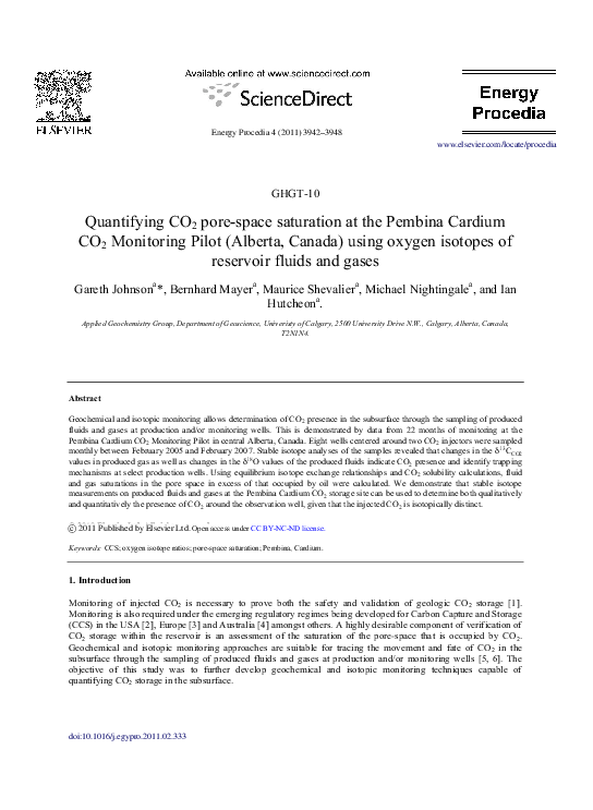 (PDF) Quantifying CO2 pore-space saturation at the Pembina Cardium CO2 ...