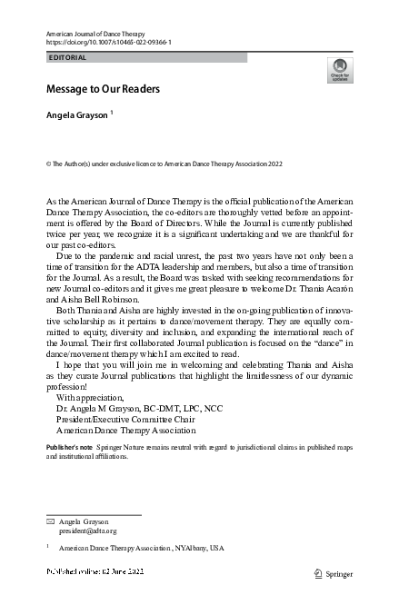 (PDF) Message to Our Readers