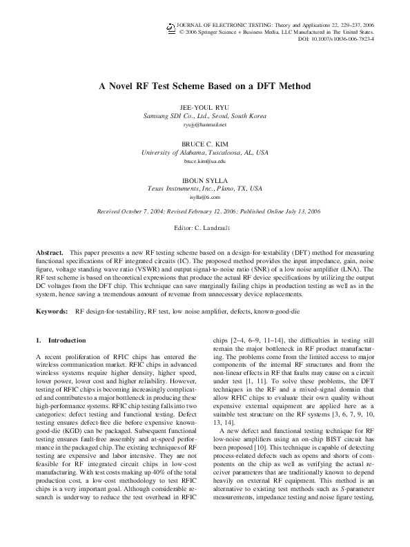 Pdf A Novel Rf Test Scheme Based On A Dft Method