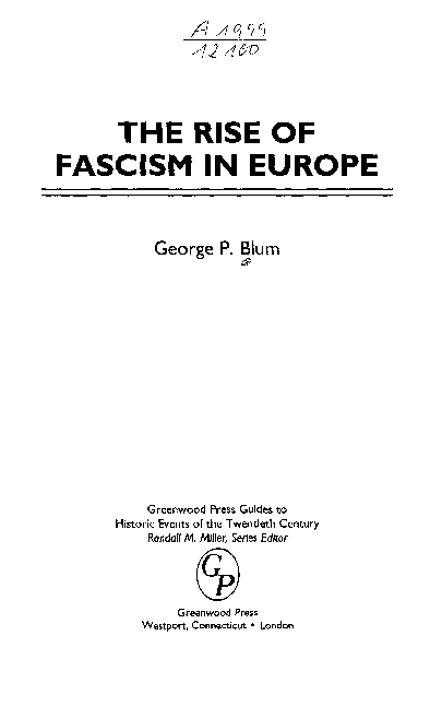 (PDF) The Rise of Fascism in Europe