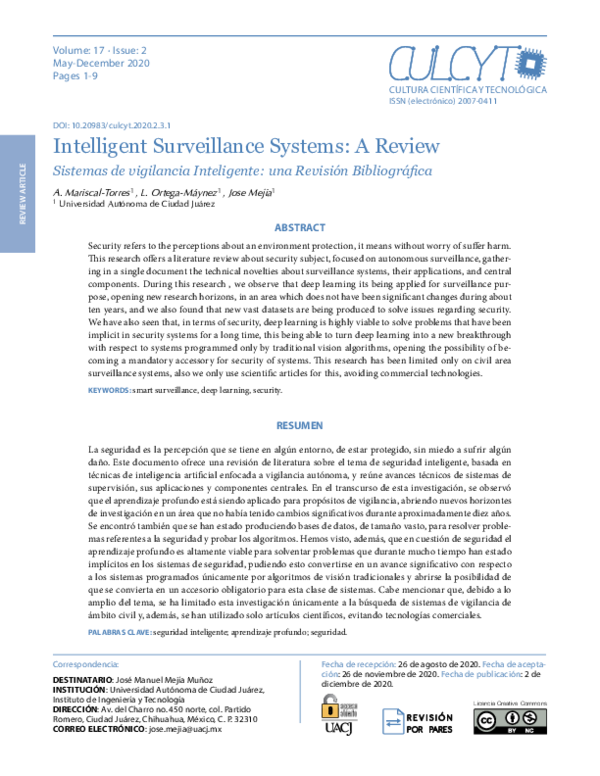 (PDF) Intelligent Surveillance Systems: A Review