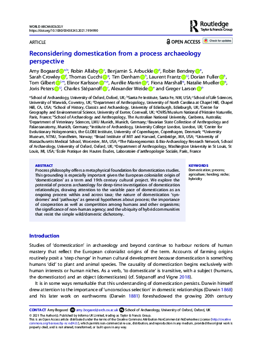 (PDF) Reconsidering domestication from a process archaeology perspective