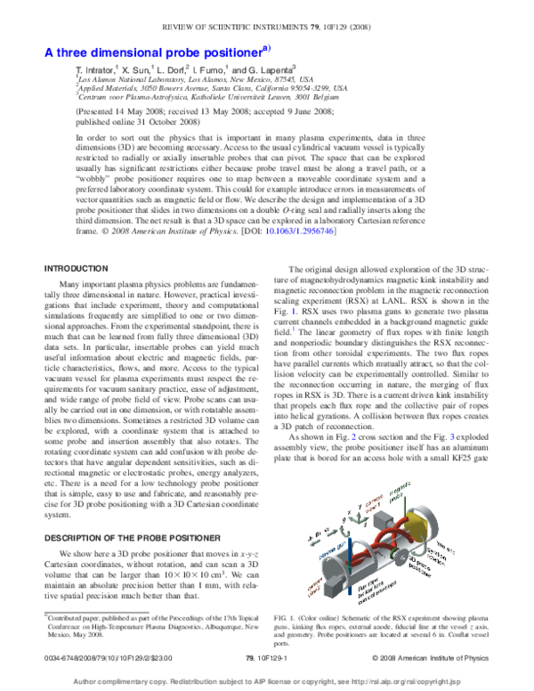 (PDF) A three dimensional probe positioner | Giovanni Lapenta ...