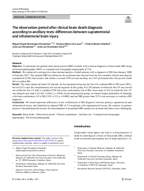 (PDF) The observation period after clinical brain death diagnosis ...