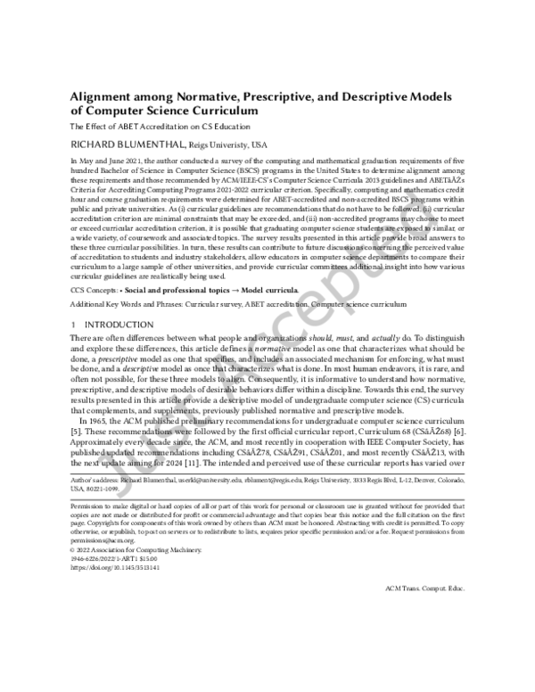 (PDF) Alignment among Normative, Prescriptive, and Descriptive Models ...