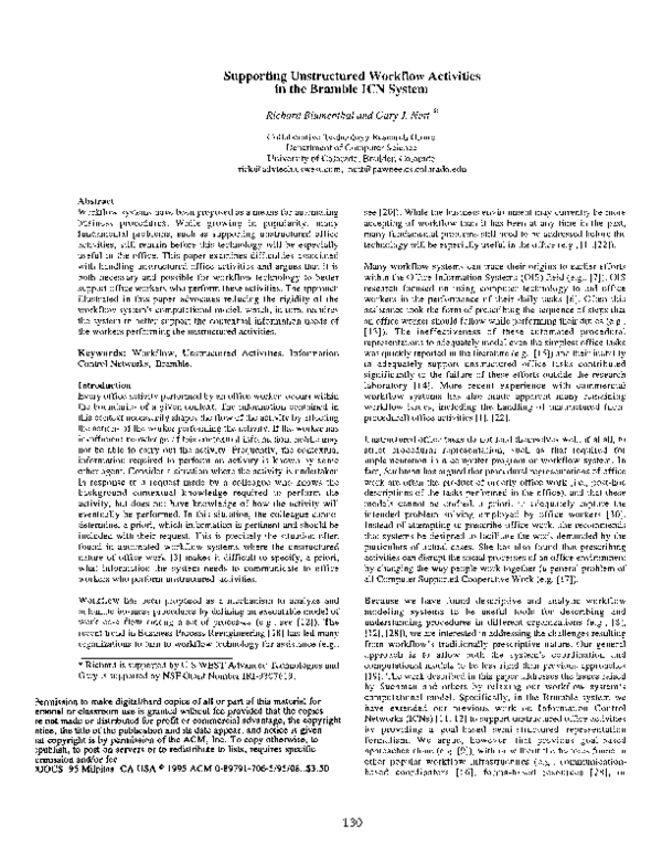 (PDF) Supporting unstructured workflow activities in the Bramble ICN system