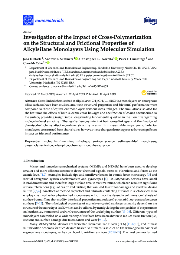 (PDF) Investigation of the Impact of Cross-Polymerization on the ...