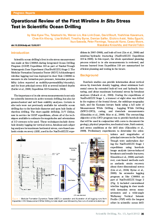 (PDF) Operational Review of the First Wireline In Situ Stress Test in ...