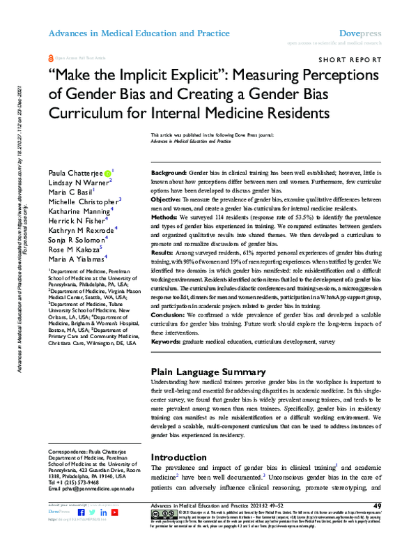 (PDF) “Make the Implicit Explicit”: Measuring Perceptions of Gender ...