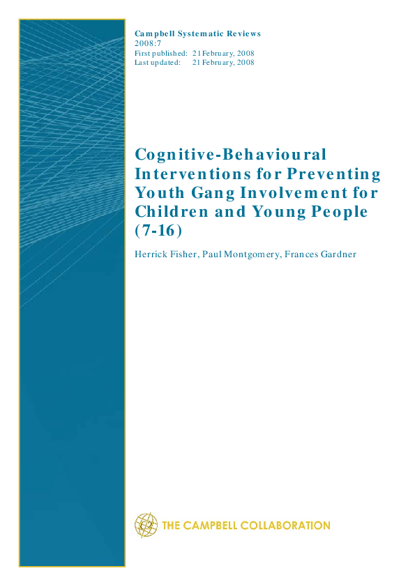 (PDF) Cognitive-behavioural interventions for preventing youth gang involvement for children and ...