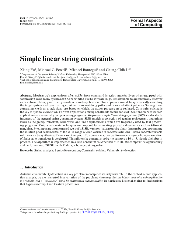 Pdf Simple Linear String Constraints
