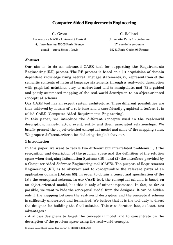 Pdf Computer Aided Requirements Engineering C Rolland
