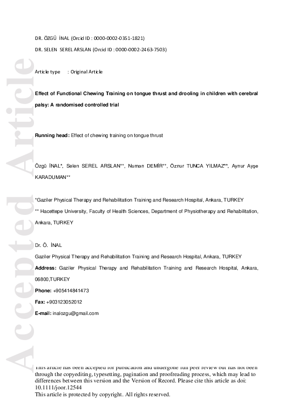 (PDF) Effect of Functional Chewing Training on tongue thrust and ...