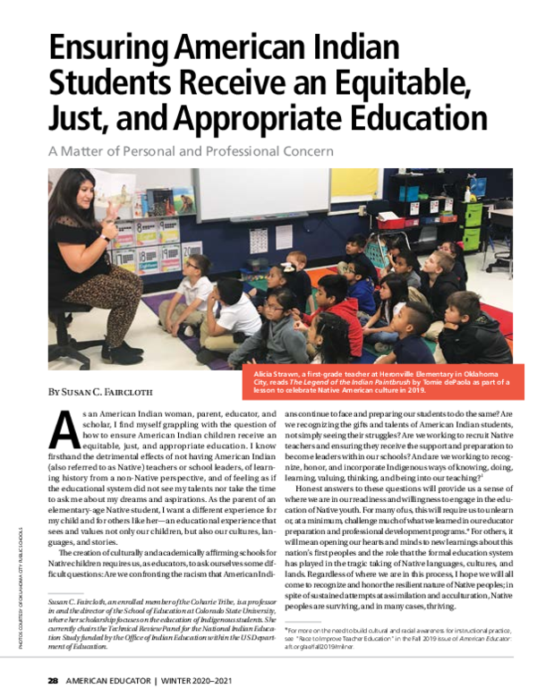 (PDF) Ensuring American Indian Students Receive an Equitable, Just, and ...