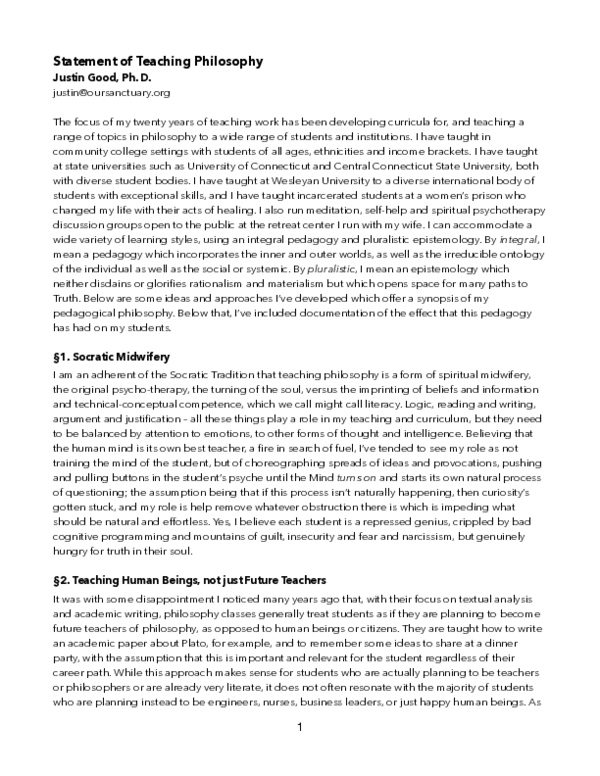 (PDF) Statement of Teaching Philosophy | Justin Good - Academia.edu