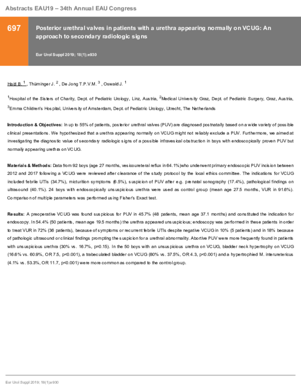 (PDF) Posterior urethral valves in patients with a urethra appearing ...